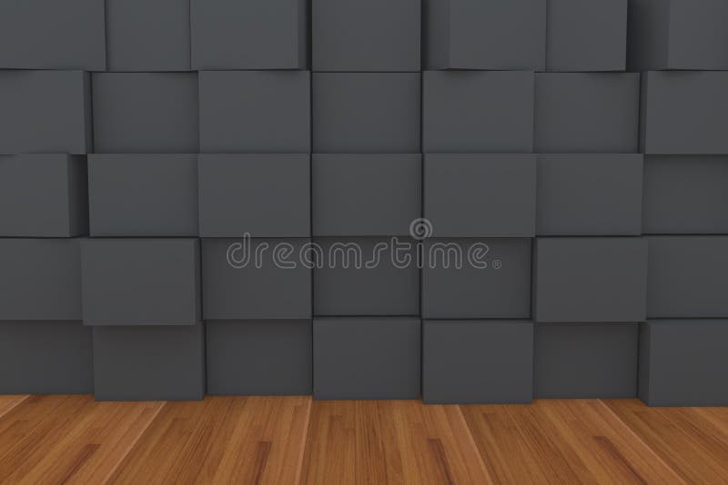 Rectángulo Negro En Blanco 3D Con El Suelo De Madera Stock de ...