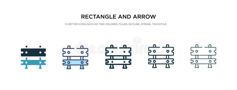 Rectangle and Arrow Icon in Different Style Vector Illustration. Two ...