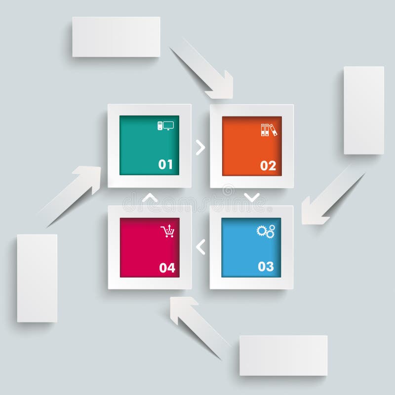 4 Rectangle Banners Cycle Arrows PiAd Stock Vector - Illustration of ...