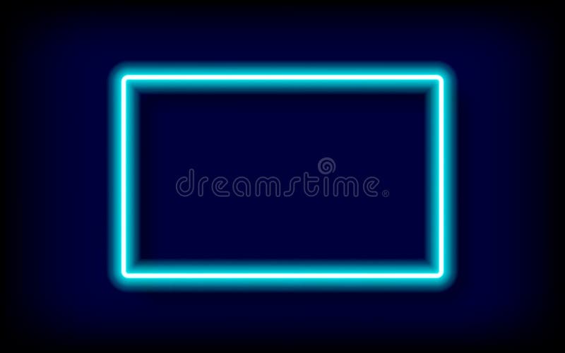 Rectangle Blue Neon Tube Frame with Shadow,vector Illustration Stock ...