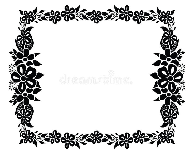 Rectangle Border Design Concept of Floral Art Isolated on White ...