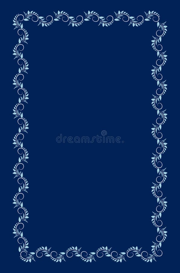 Rectangle Border Frame Design Concept of Floral Art Isolated on Blue ...