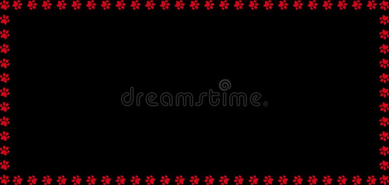 Rectangle Border Made of Red Animal Paw Prints on Black Background ... Rectangle Border Made of Red Animal Paw Prints on Black Background ...