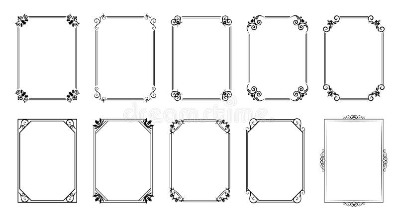 Rectangle Borders Made of Lines and Decorative Elements. Stock Vector ...