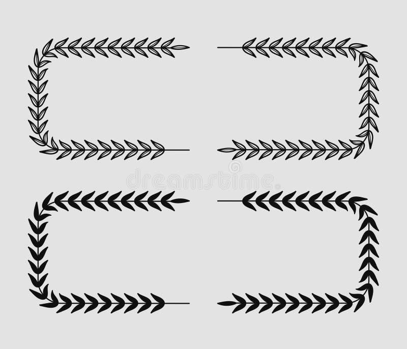 Rectangle Botanical Leaves Laurel Collection.Vector Illustration Stock ...