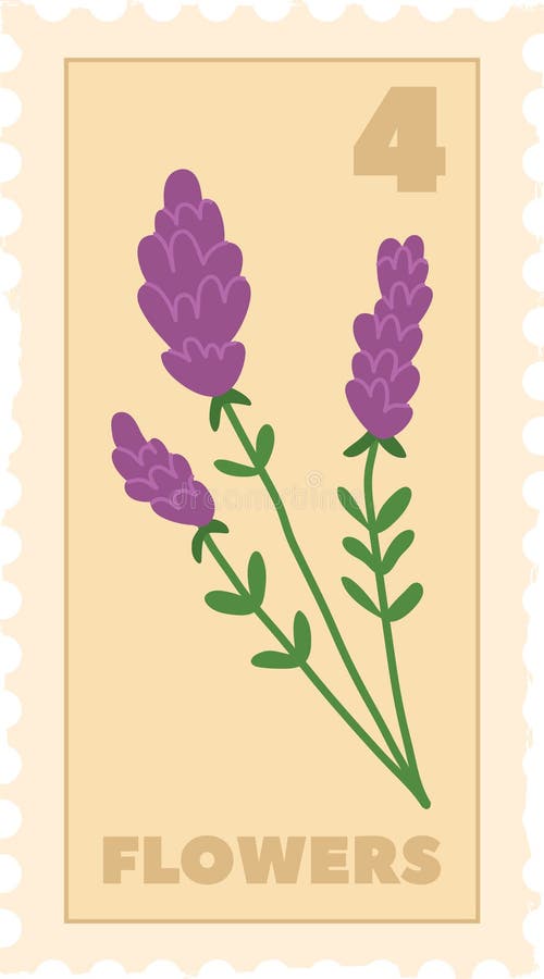 Rectangle Botanical Postage Stamp with Flower Stock Vector ...