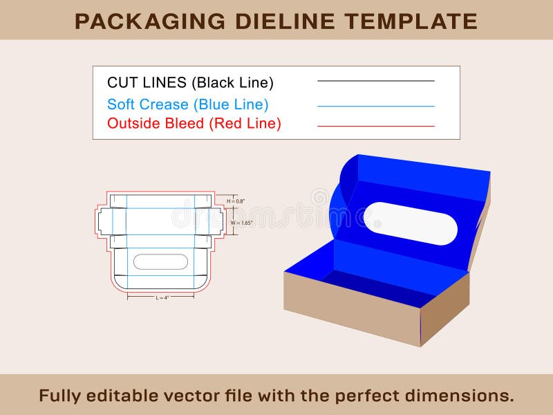 Rectangle Box with Display Dieline Template and 3d Box Stock Vector ...