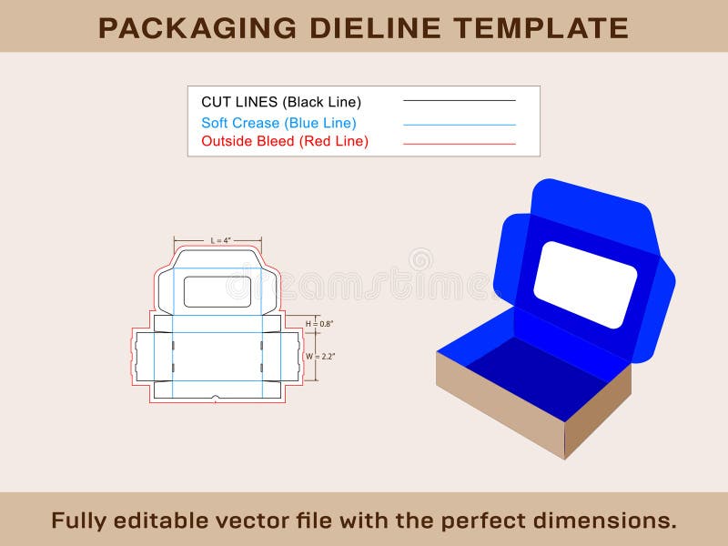 Rectangle Box, Gift Box, Dieline Template Stock Vector - Illustration ...