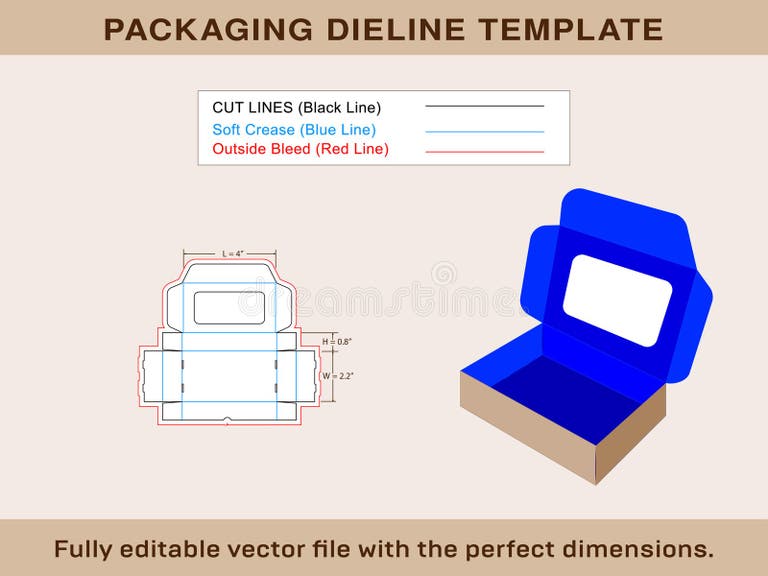 Rectangle Box, Gift Box, Dieline Template Stock Vector - Illustration ...