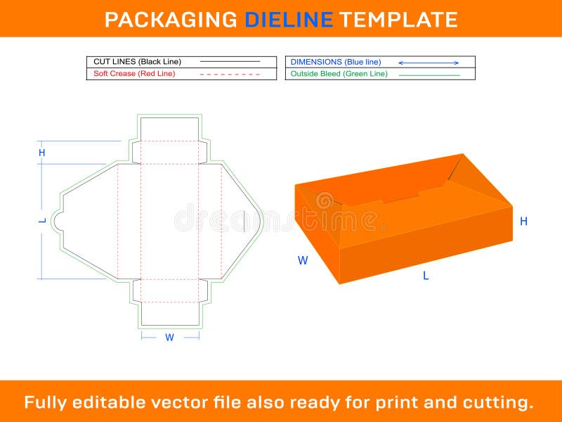 Packaging Box, Rectangle Box, Shoe Box, Die Line Template Stock Vector ...