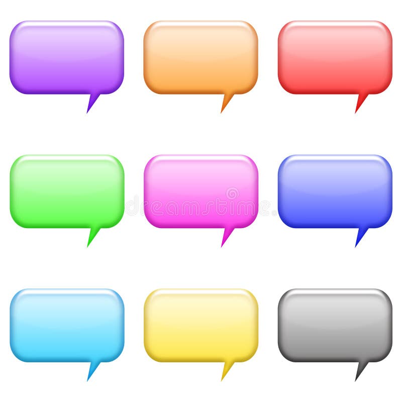 Rectangle Bubble Icons Shiny Set Stock Illustration - Illustration of ...