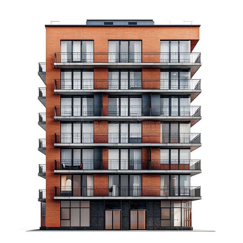 Modern Urban Design with Many Windows and Balconies on a Tower Block ...