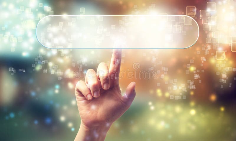 Rectangle Button Icon Being Pressed by a Hand Stock Photo - Image of ...