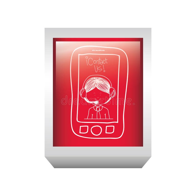 Rectangle Button Tech Smartphone with Man Operator Stock Vector ...