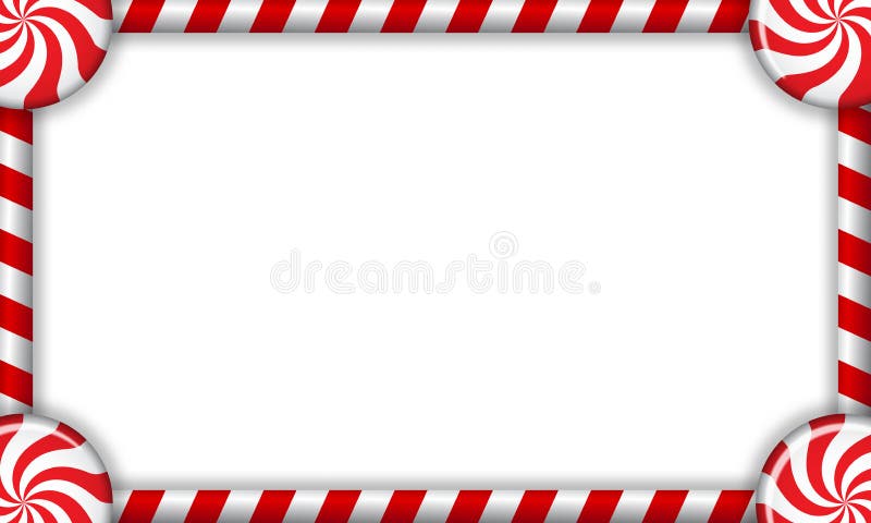 Rectangle Candy Cane Frame with Red and White Striped Lollipop Pattern ...