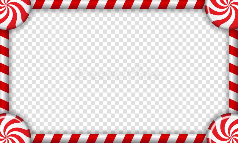 Rectangle Candy Cane Frame with Red and White Striped Lollipop Pattern ...