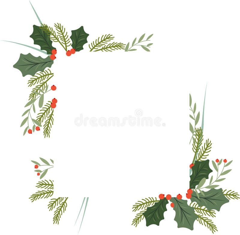 Rectangle Christmas Frame Wreath Stock Vector - Illustration of border ...