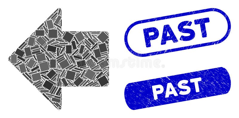 Rectangle Collage Arrow Left with Distress Past Stamps Stock Vector ...