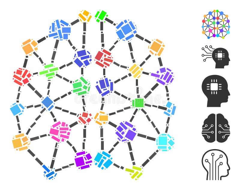 Rectangle Collage Artificial Brain Stock Illustration - Illustration of ...