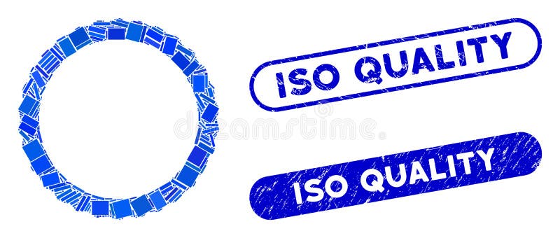 Rectangle Collage Certificate Rosette Circular Frame with Grunge ISO ...