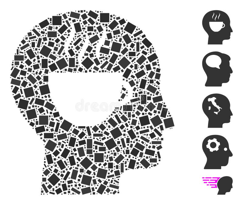 Rectangle Collage Coffee Thinking Stock Illustration - Illustration of ...