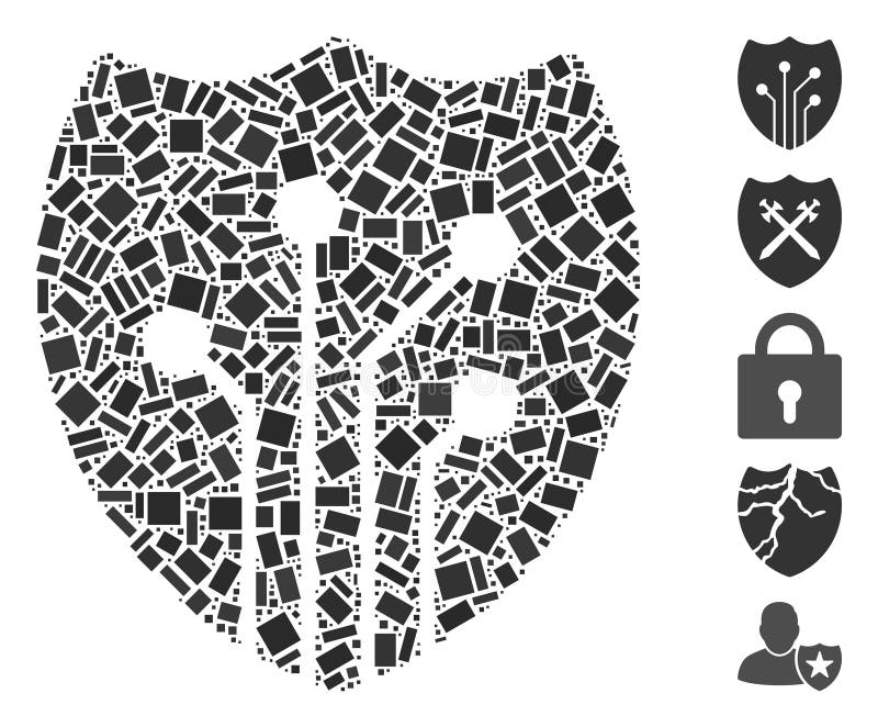 Rectangle Collage Electronic Shield Stock Illustration - Illustration ...