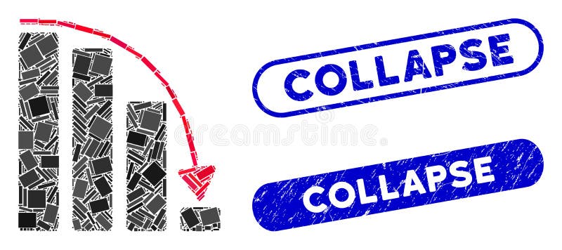 Rectangle Collage Falling Acceleration Bar Chart with Textured Collapse ...