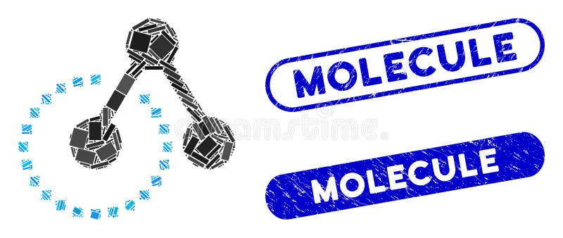 Rectangle Collage Molecule Structure with Distress Molecule Seals Stock ...