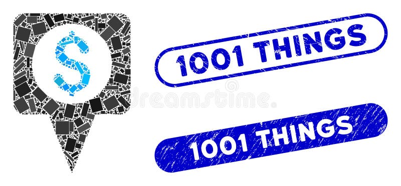 Rectangle Collage Money Map Marker with Distress 1001 Things Seals ...