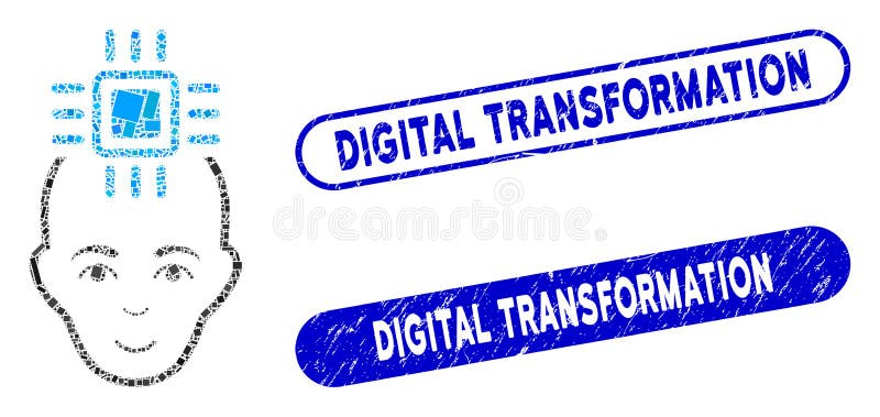 Rectangle Collage Neural Computer Interface with Grunge Digital ...