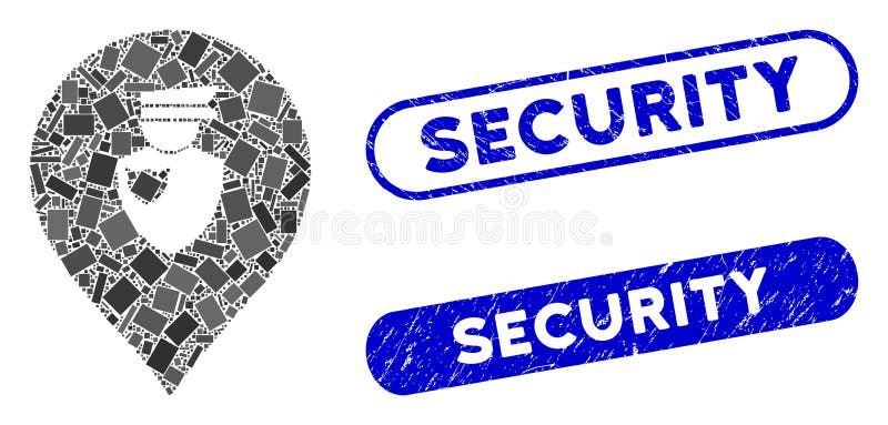 Rectangle Collage Policeman Marker with Distress Security Stamps Stock ...