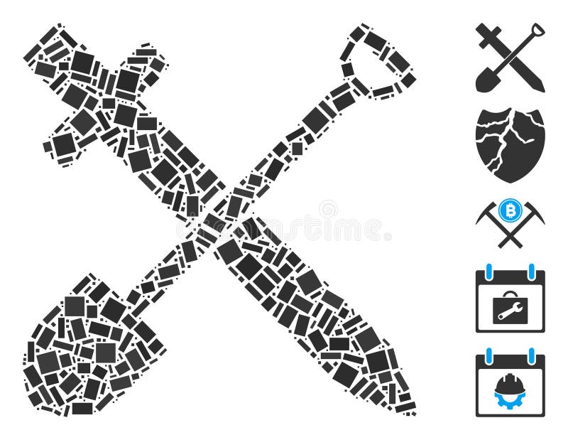 Rectangle Collage Sword and Shovel Stock Illustration - Illustration of ...