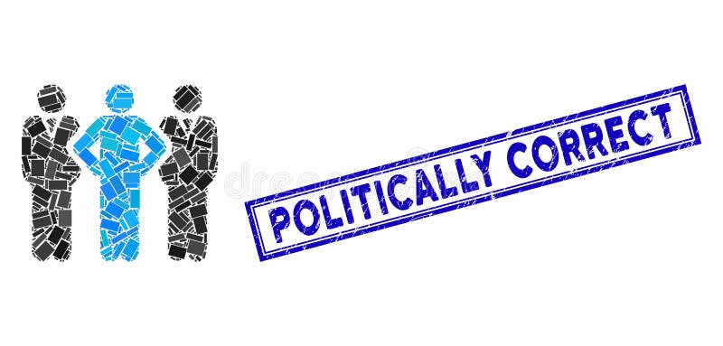 Rectangle Collage Team with Textured Politically Correct Stamp Stock ...