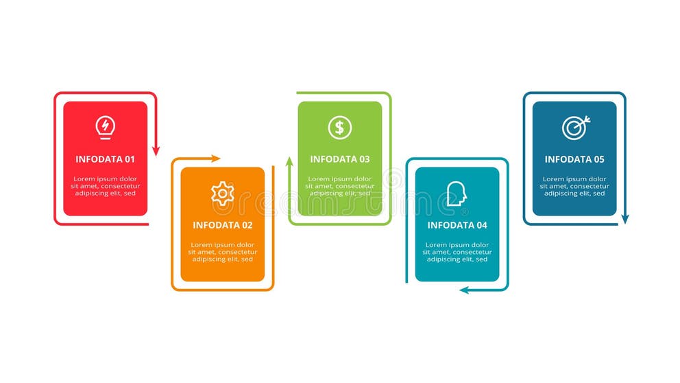 Rectangle Concept for Infographic with 5 Steps, Options, Parts or Processes. Business Data ...