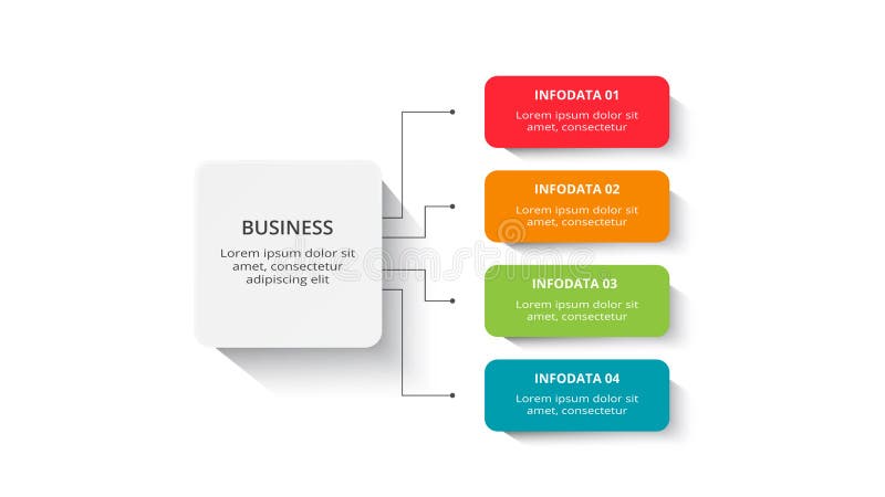Rectangle Concept for Infographic with 4 Steps, Options, Parts or Processes. Business Data ...