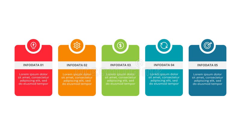Rectangle Concept for Infographic with 5 Steps, Options, Parts or ...