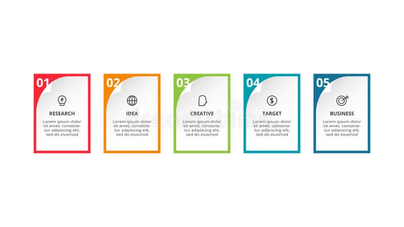 Rectangle Concept for Infographic with 5 Steps, Options, Parts or ...