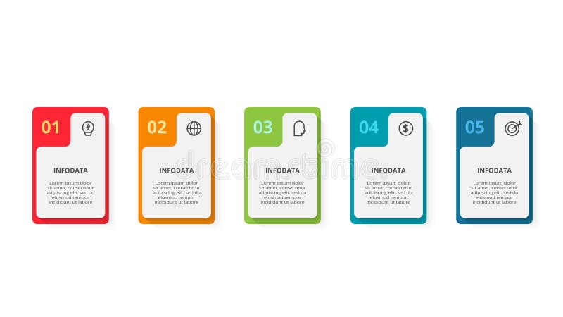Rectangle Concept for Infographic with 5 Steps, Options, Parts or ...