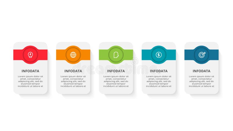 Rectangle Concept for Infographic with 5 Steps, Options, Parts or ...