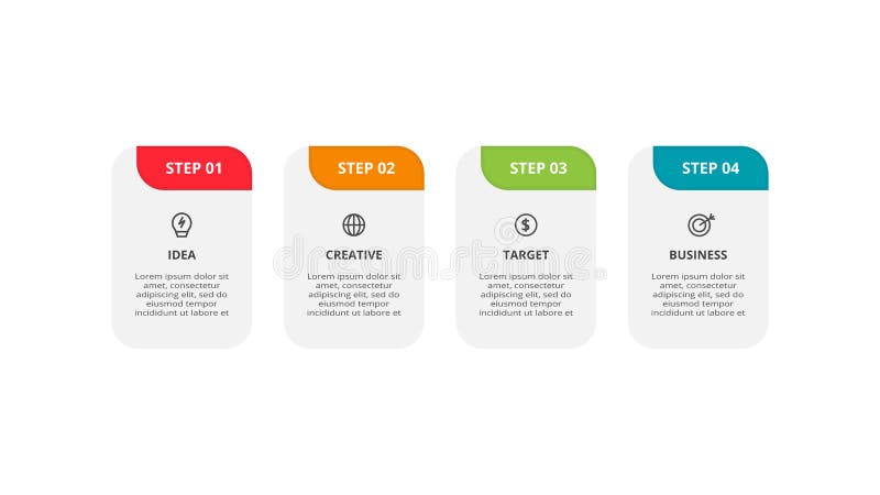 Rectangle Concept for Infographic with 4 Steps, Options, Parts or ...