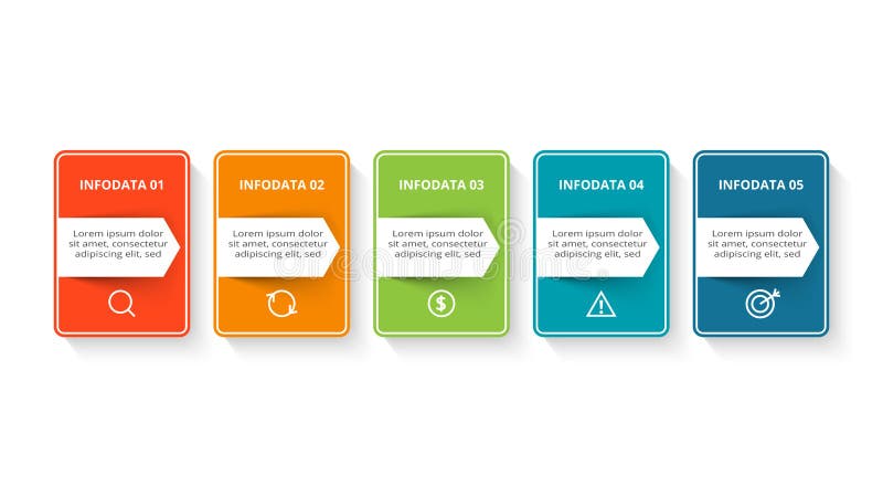 Rectangle Concept for Infographic with 5 Steps, Options, Parts or ...