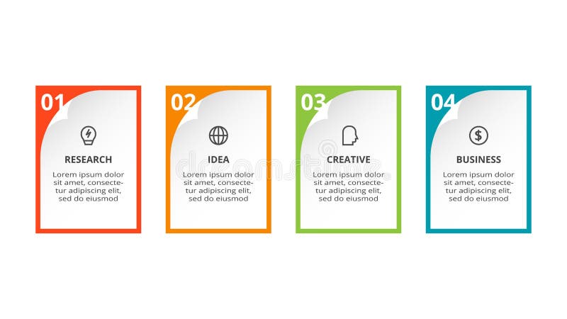 Rectangle Concept for Infographic with 4 Steps, Options, Parts or ...