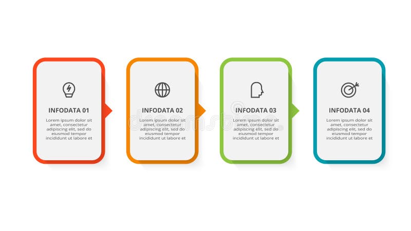 Rectangle Concept for Infographic with 4 Steps, Options, Parts or Processes. Business Data ...
