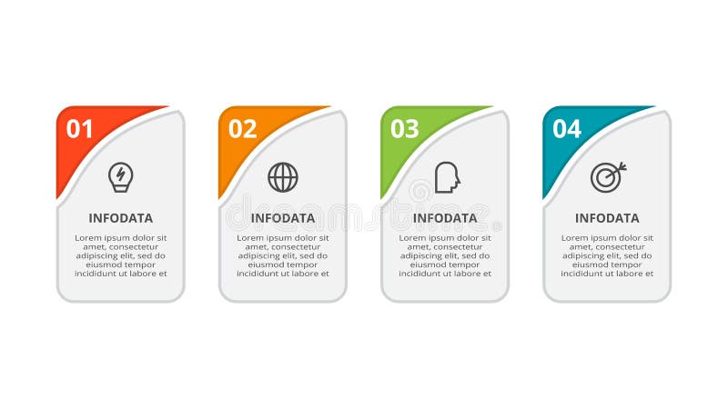 Rectangle Concept for Infographic with 4 Steps, Options, Parts or ...