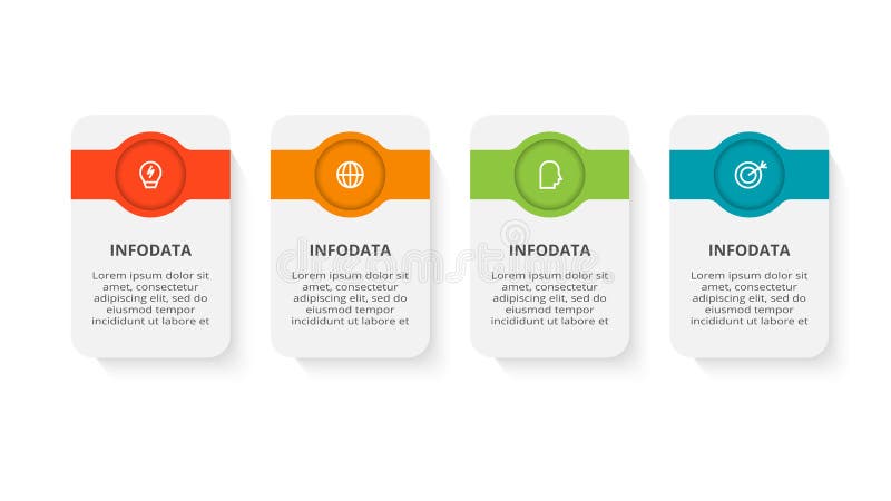 Rectangle Concept for Infographic with 4 Steps, Options, Parts or ...