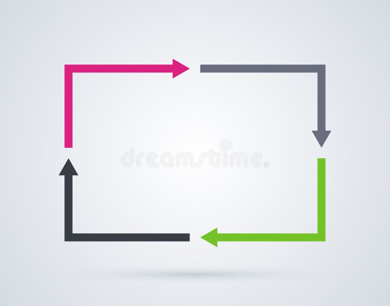 Rectangle Cycle Template with Four Segments in Glossy Business Style ...