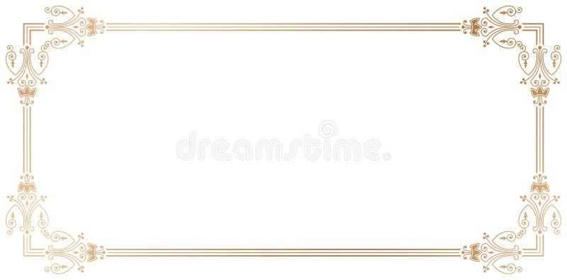 Rectangle Decorative Frame Elegant Element Golden Colors Isolated White ...