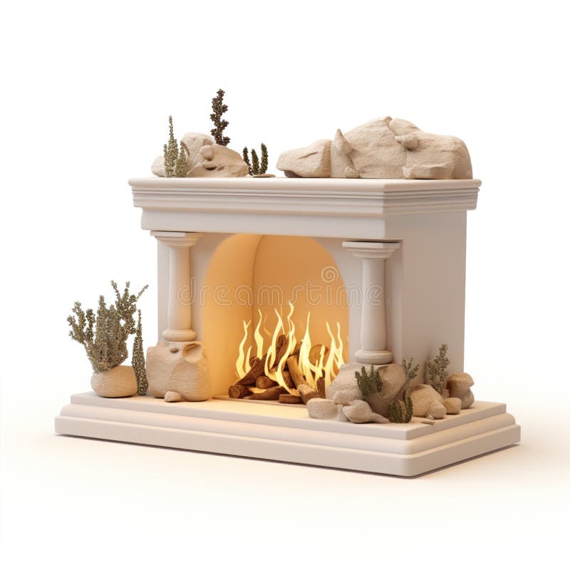 A Rectangle Fireplace with Flames and Heat Stock Photo - Image of ...