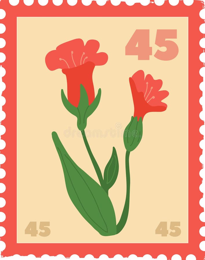 Rectangle Flower Postmark stock vector. Illustration of communication ...