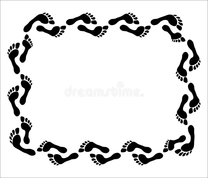 Rectangle Foot Step Frame. Imprint, Silhouette of a Bare Human Foot ...